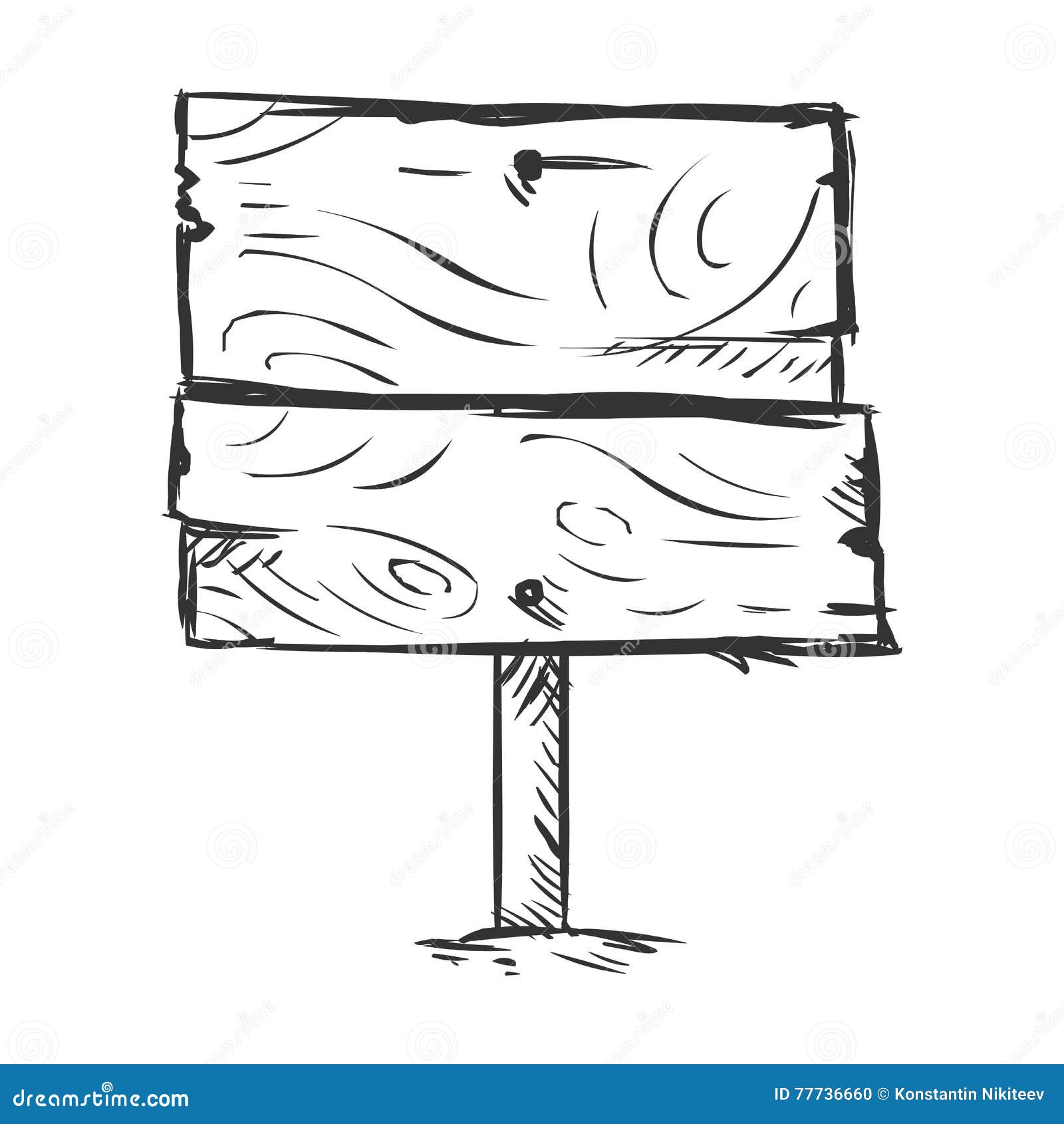 Vector Single Sketch Signpost Stock Vector - Illustration of draw ...