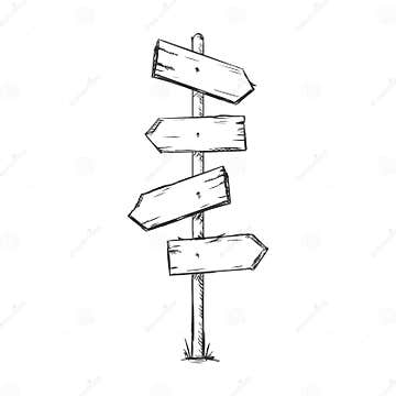 Vector Single Sketch Signpost Stock Vector - Illustration of hand ...