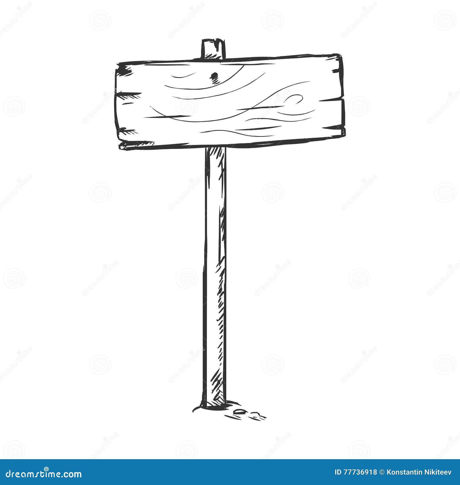 Vector Single Sketch Signpost Stock Vector - Illustration of fashioned ...