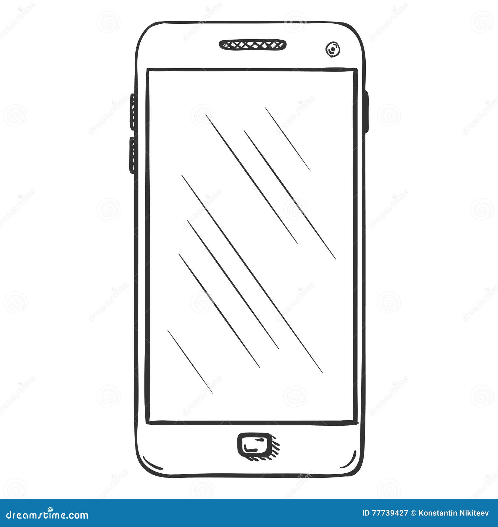 Vector Single Sketch Smartphone Stock Vector - Illustration of icon ...