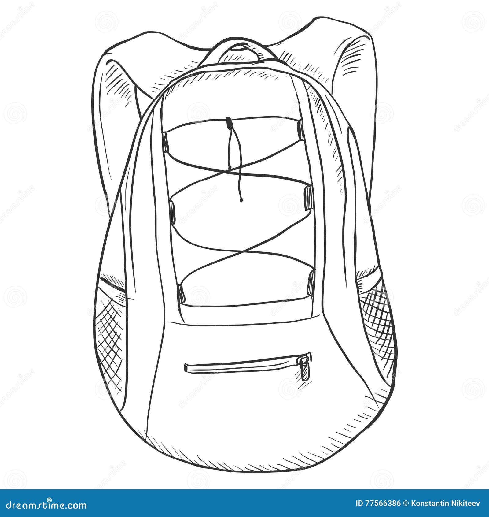 Vector Single Sketch Sport Backpack. Stock Vector - Illustration of ...