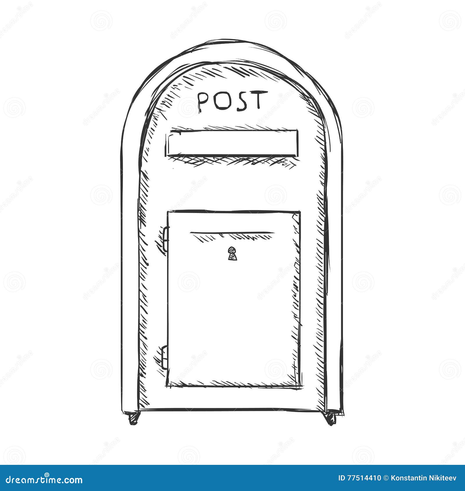 Vector Single Sketch Street Postbox. Stock Vector - Illustration of ...