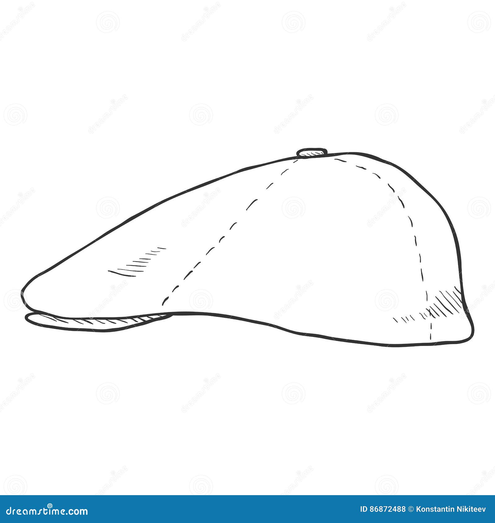 Vector Single Sketch Tweed Retro Cap Stock Vector - Illustration of ...