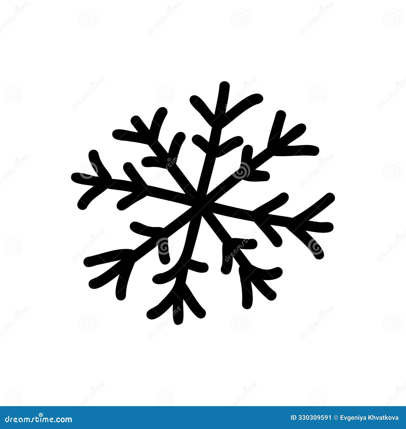 Vector Single Snowflake in Doodle Style on a White Background. Stock ...
