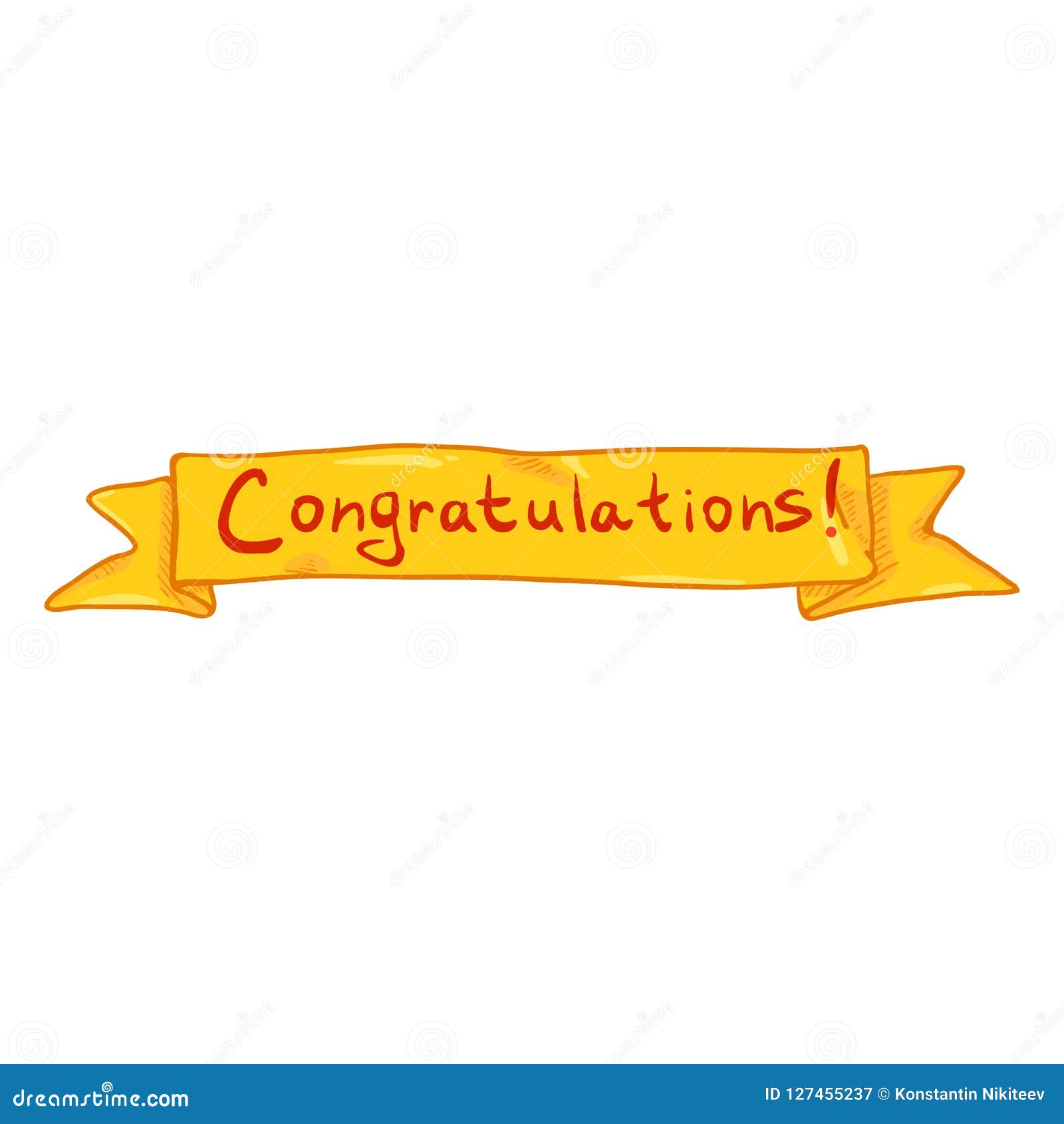 Vector Single Yellow Ribbon with Text - Congratulations Stock Vector ...