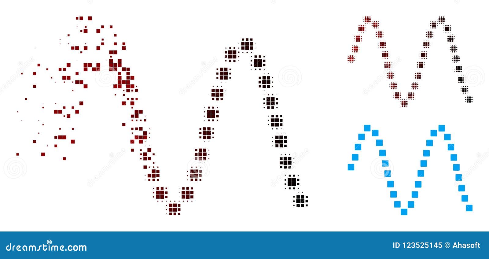 Decomposed Pixel Halftone Sinusoid Icon Stock Vector - Illustration of ...