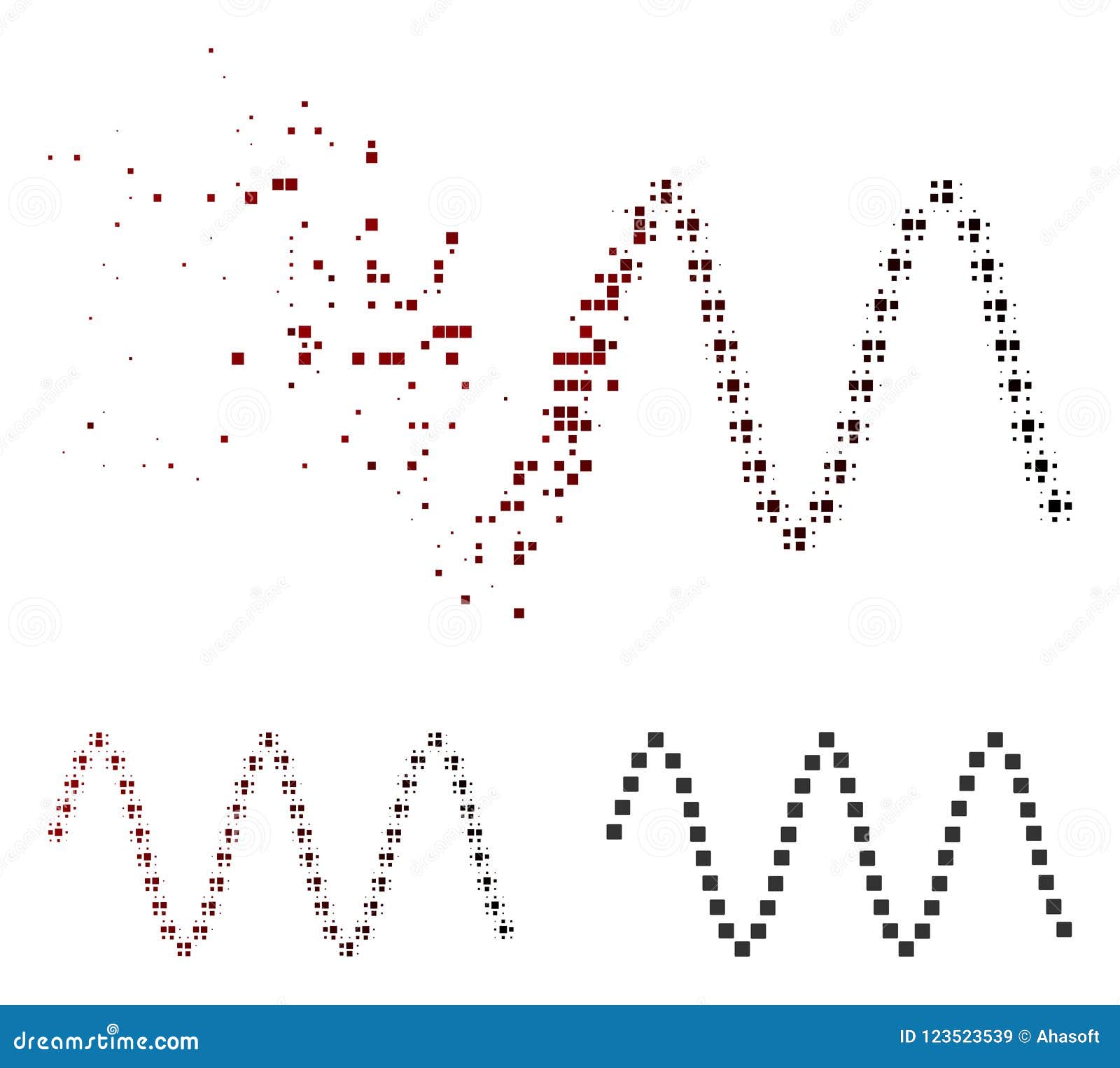 Shredded Pixel Halftone Sinusoid Waves Icon Stock Vector - Illustration ...