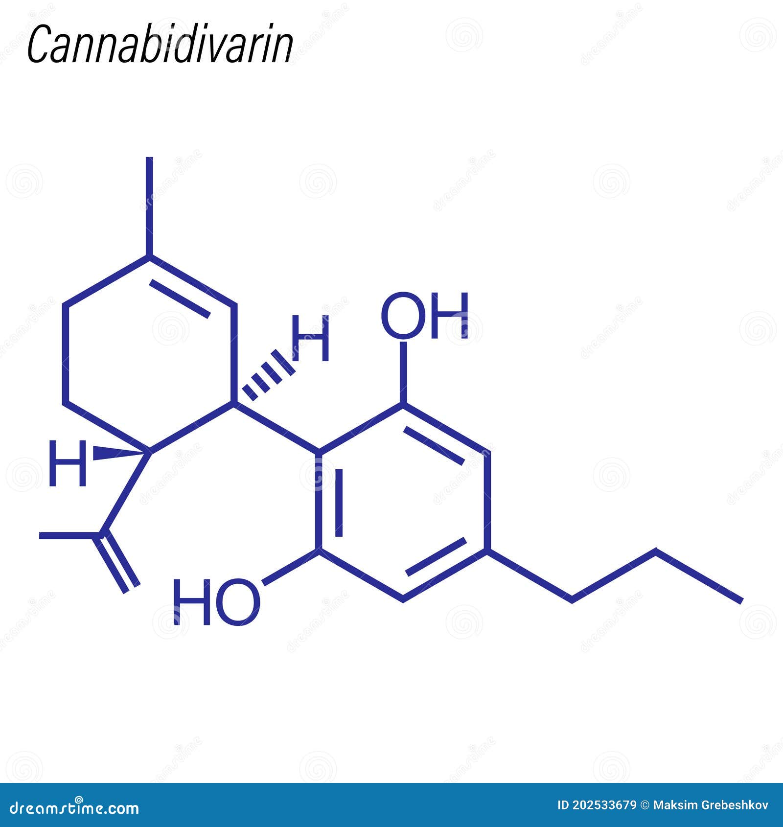 Vector Skeletal Formula of Cannabidivarin. Drug Chemical Molecule Stock ...