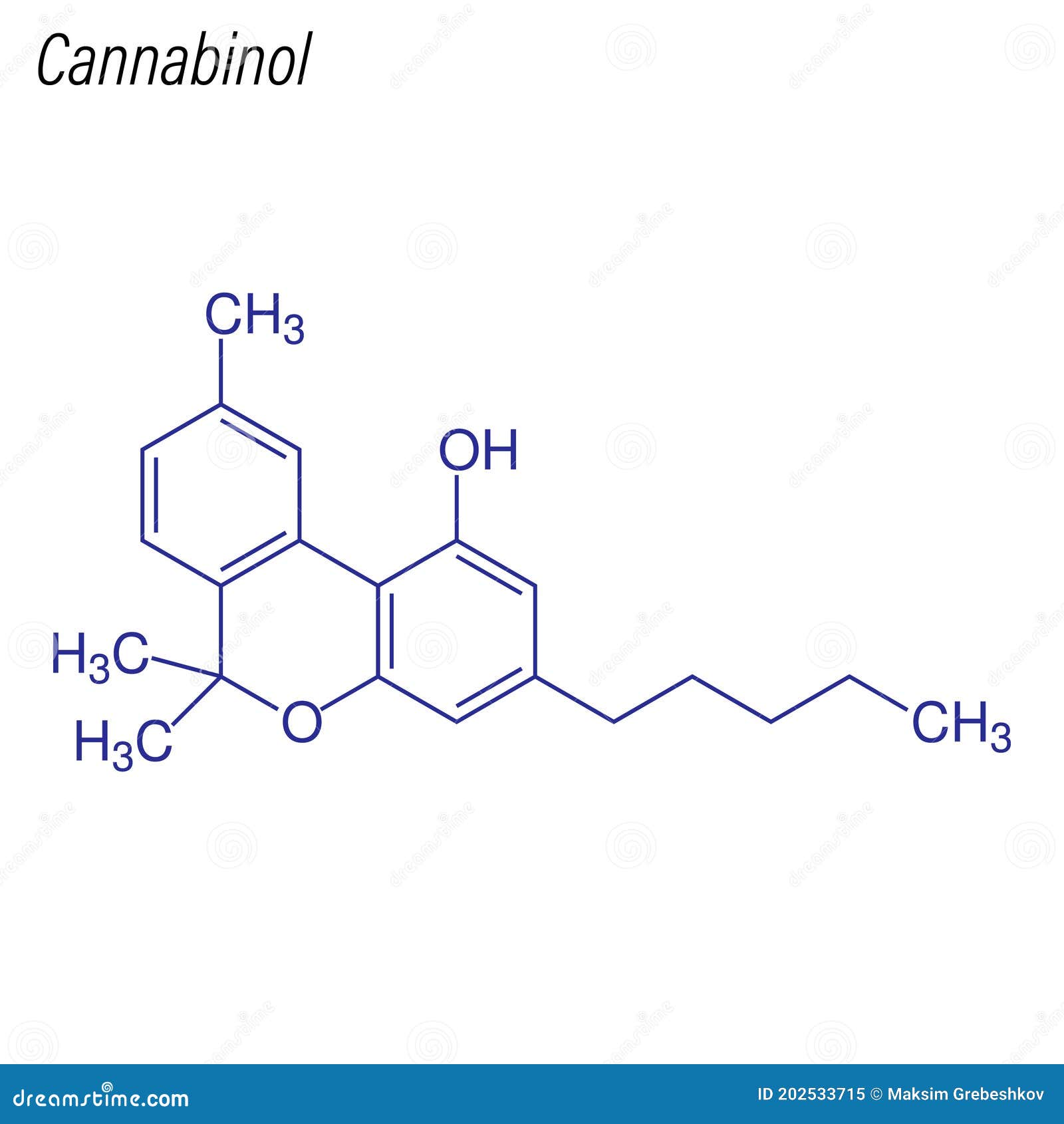 Cannabinol Or CBN Cannabinoid Molecule. 3D Rendering. Atoms Are ...