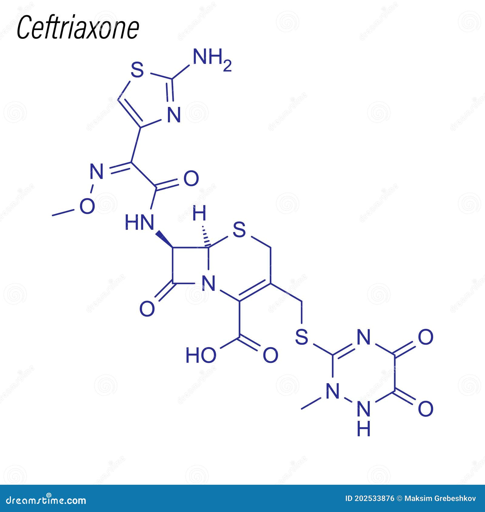 Ceftriaxone Molecule. It Is Broad-spectrum Third-generation ...