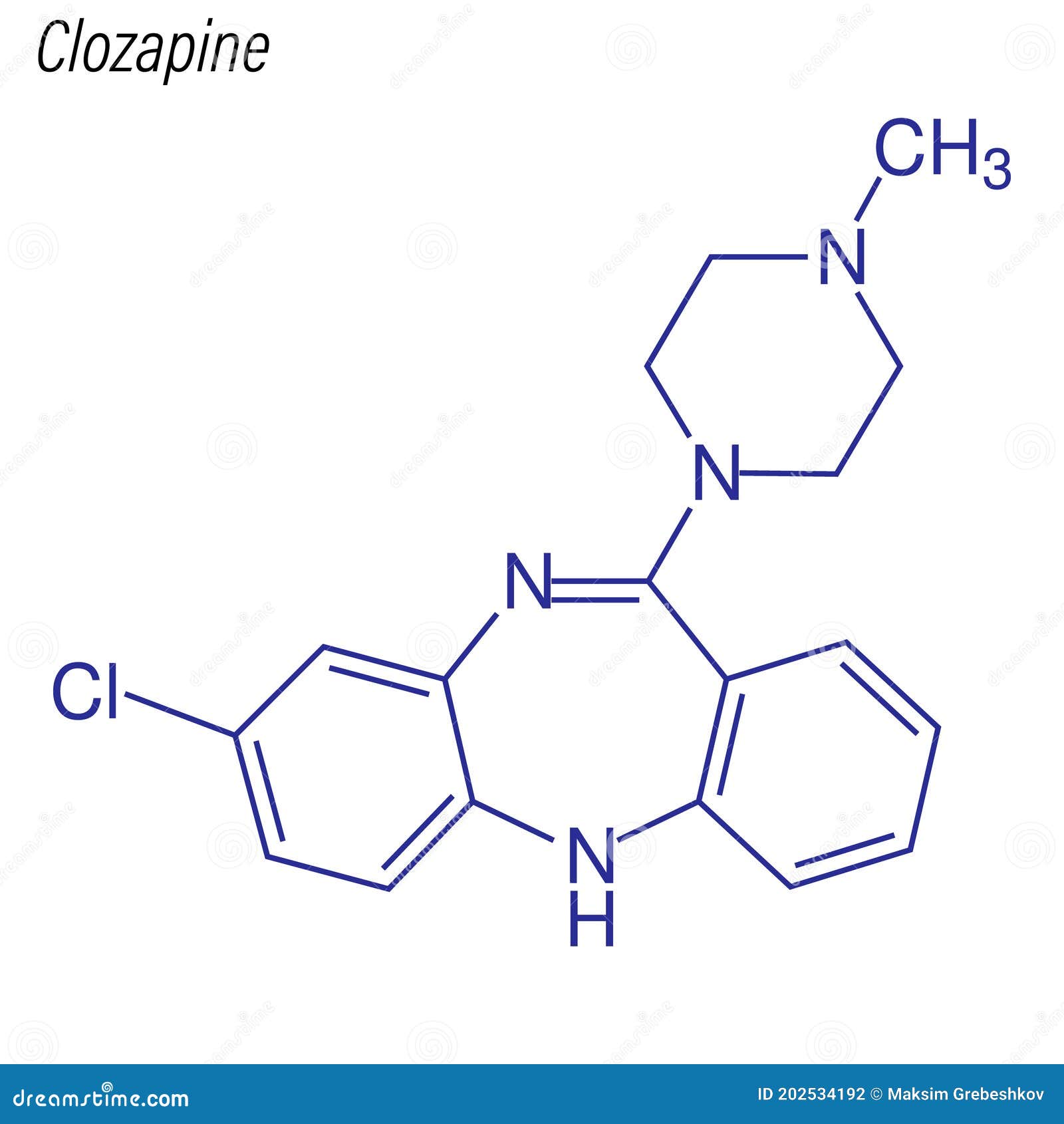 Clozapine Molecule, Molecular Structures, Atypical Antipsychotics, 3d ...