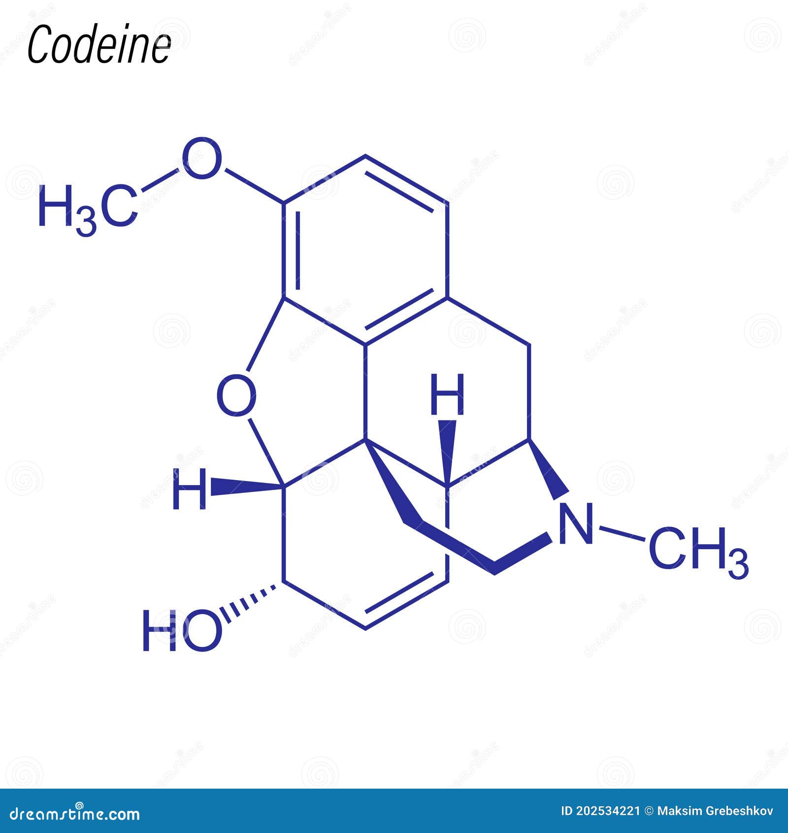 Codeine Chemical Formula. Codeine Structural Chemical Formula Isolated ...