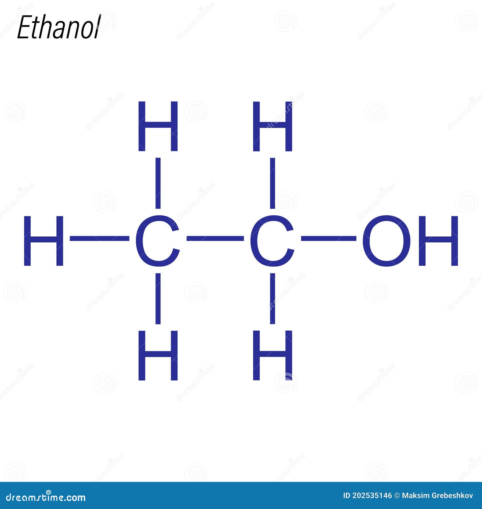 Ethanol. Chemical Formula, Molecular Structure. 3D Rendering Royalty ...