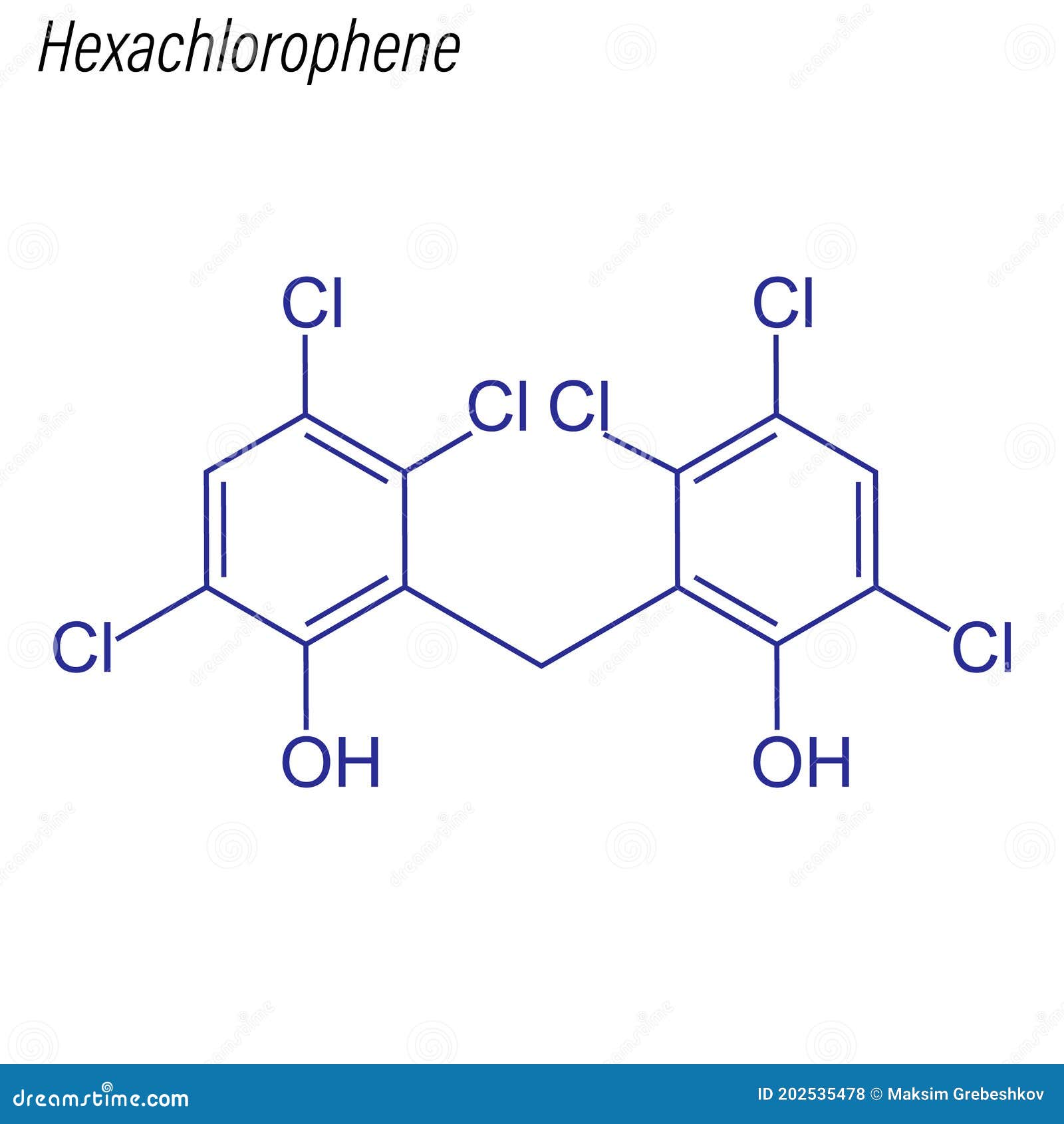 Vector Skeletal Formula of Hexachlorophene. Antimicrobial Chemic Stock ...