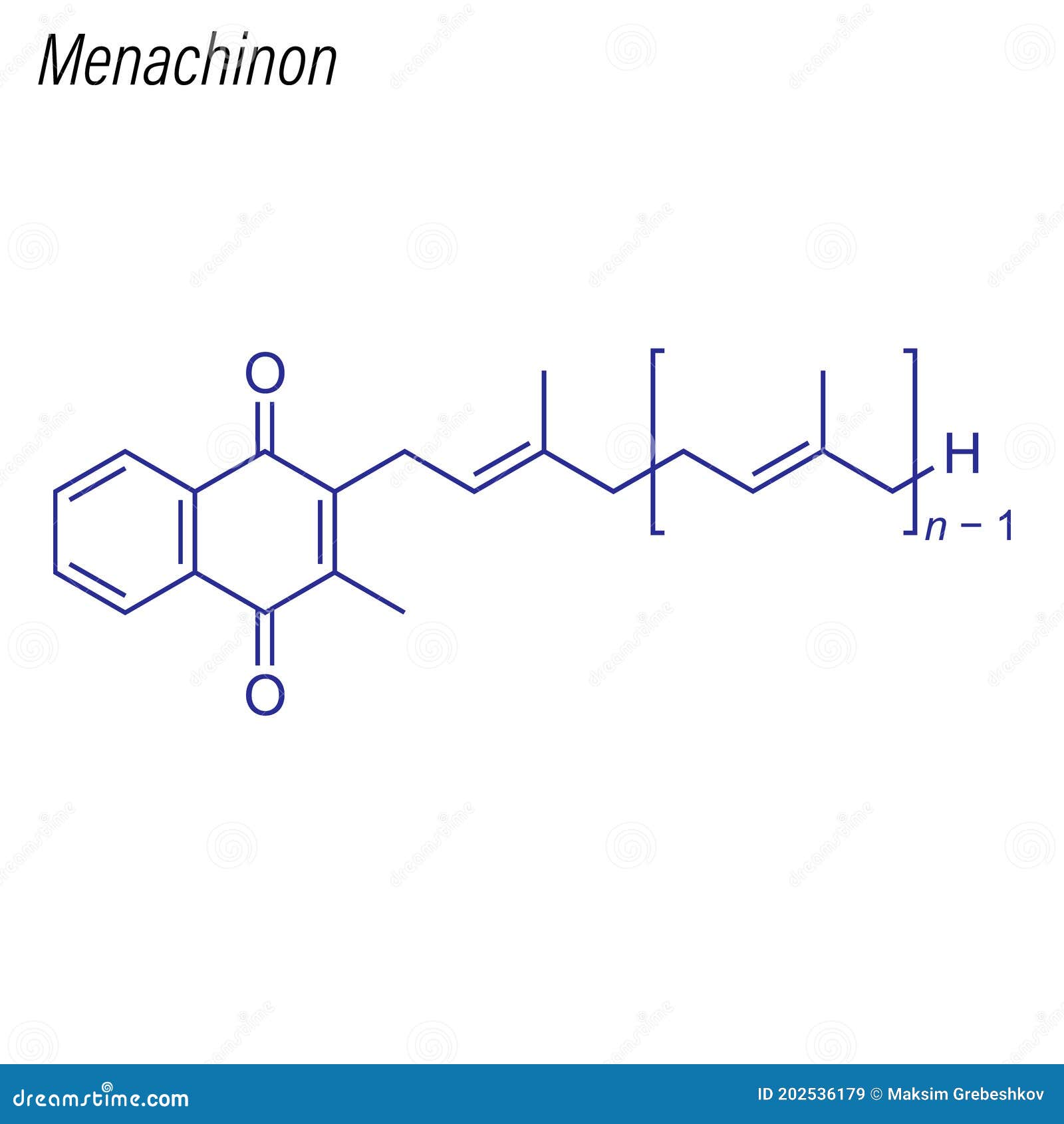 Vector Skeletal Formula of Menaquinone. Vitamin K2 Chemical Mole Stock ...