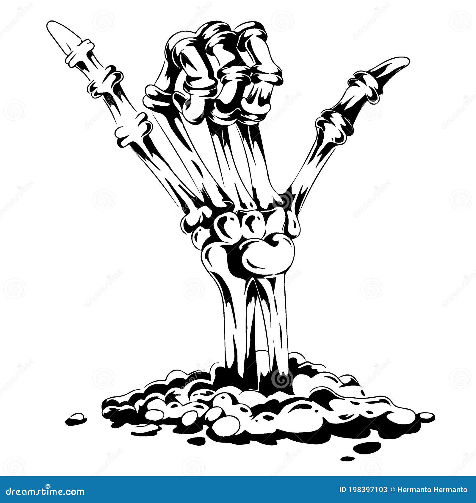 Vector Skeleton Hand Bones of Illustration Stock Vector - Illustration ...