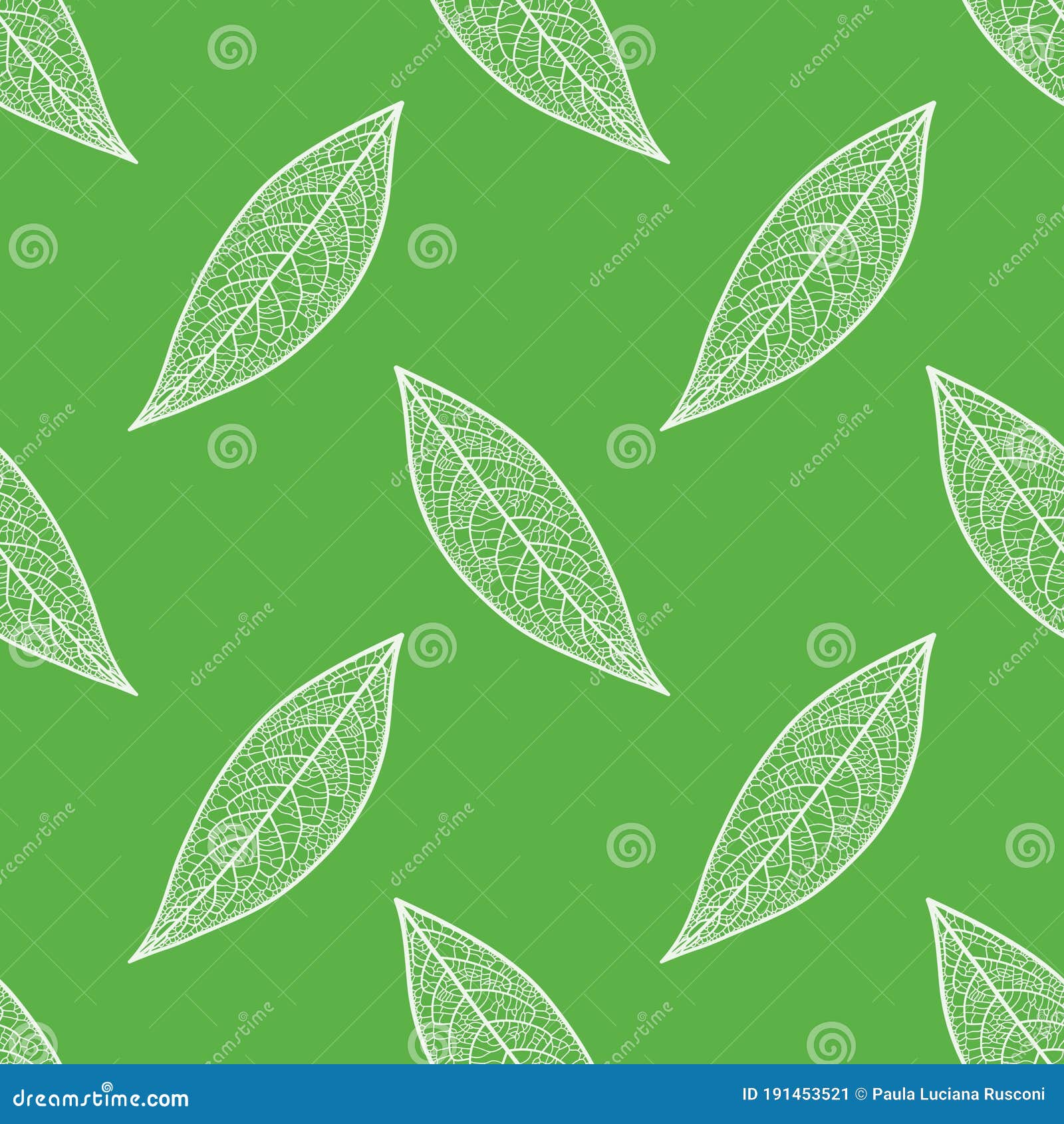 Skeleton Leaves Vector Seamless Pattern Stock Vector - Illustration of ...