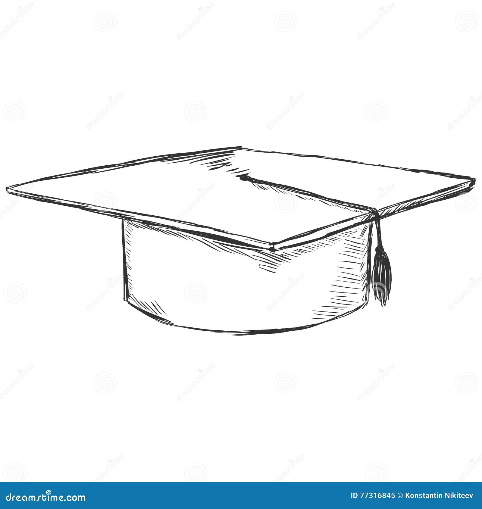 Vector Sketch Academic Hat stock vector. Illustration of doodle - 77316845