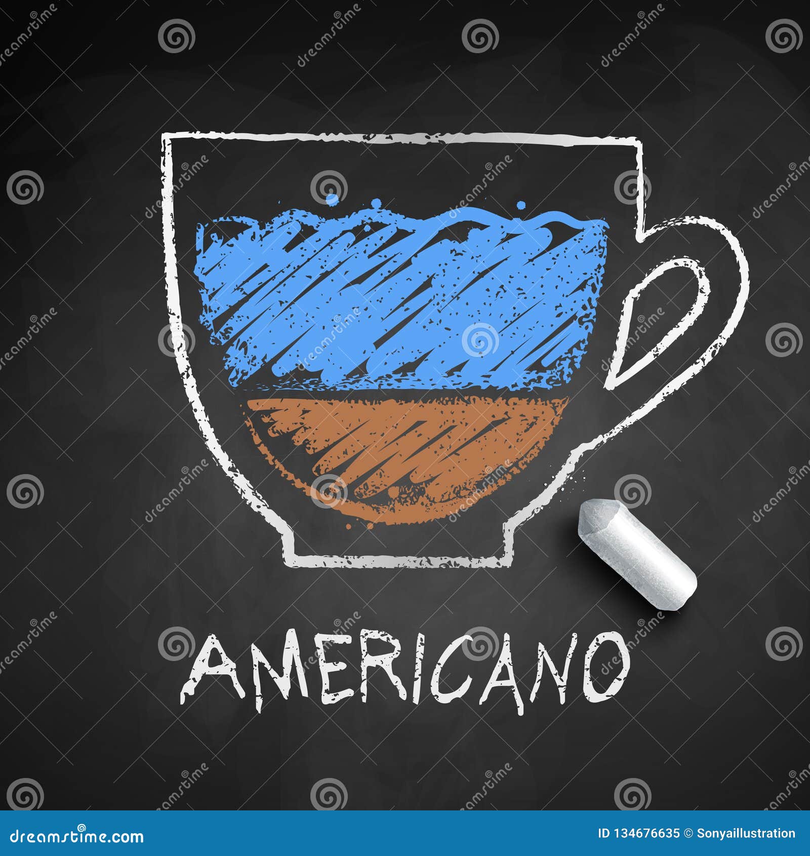 Vector Sketch of Americano Coffee Stock Vector - Illustration of board ...