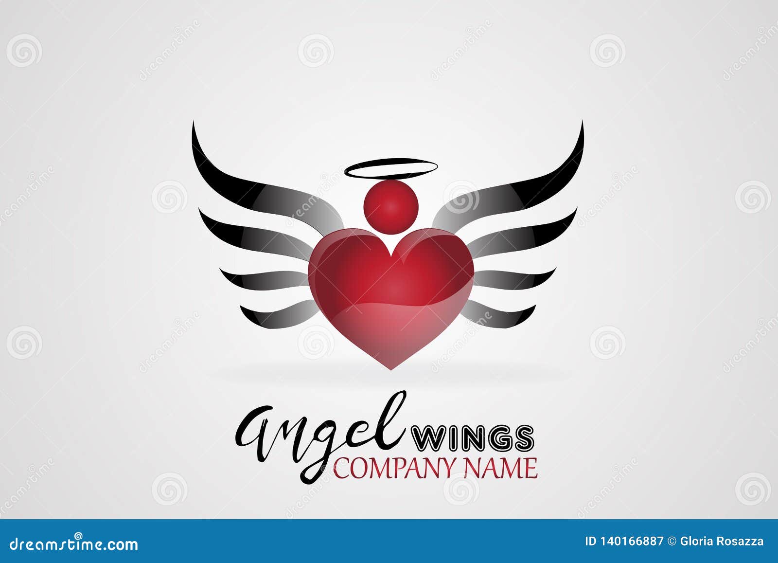 Vector Sketch of Angel Wings and Heart Icon Logo Stock Vector ...