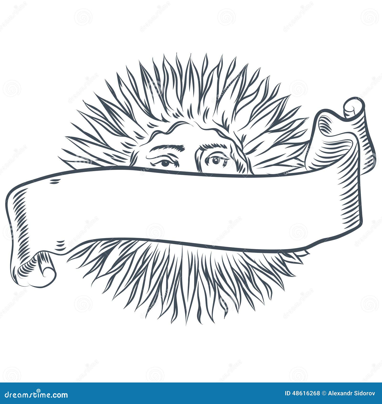 Vector Sketch - Banner with Peeping from Behind Him the Sun Stock ...