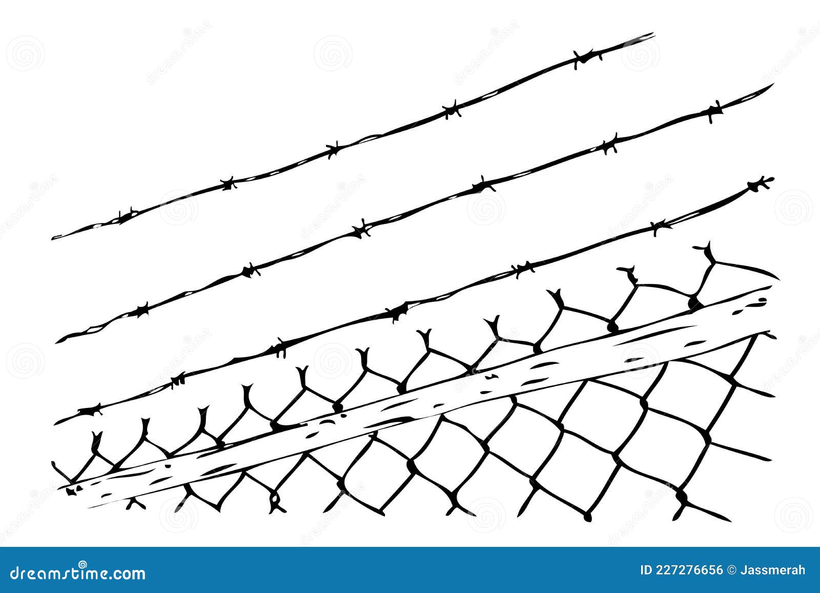 Vector Sketch of Barbed Wire Gate Stock Vector - Illustration of hank ...