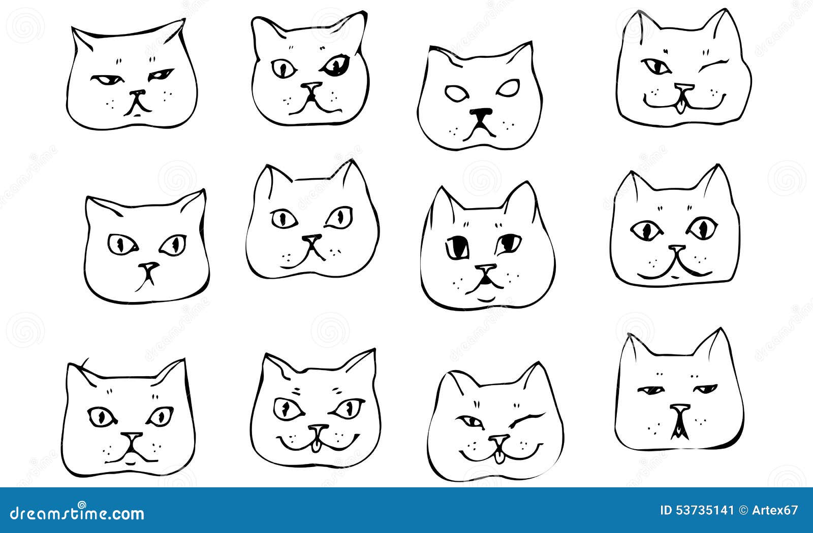 Vector Sketch Beautiful Cat Muzzle Stock Vector - Illustration of ...
