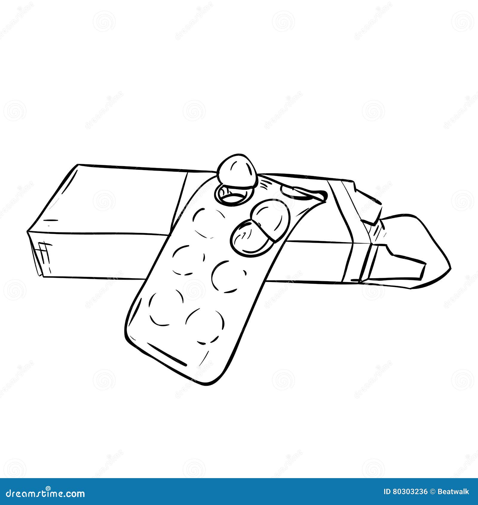 Vector Sketch Box and Plate of Pills Stock Vector - Illustration of ...