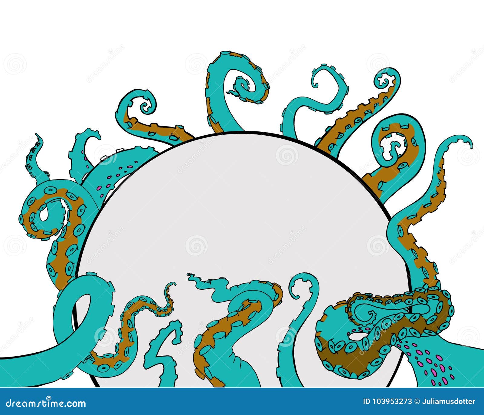 Vector Sketch Cartoon Octopus Tentacles Stock Vector - Illustration of ...