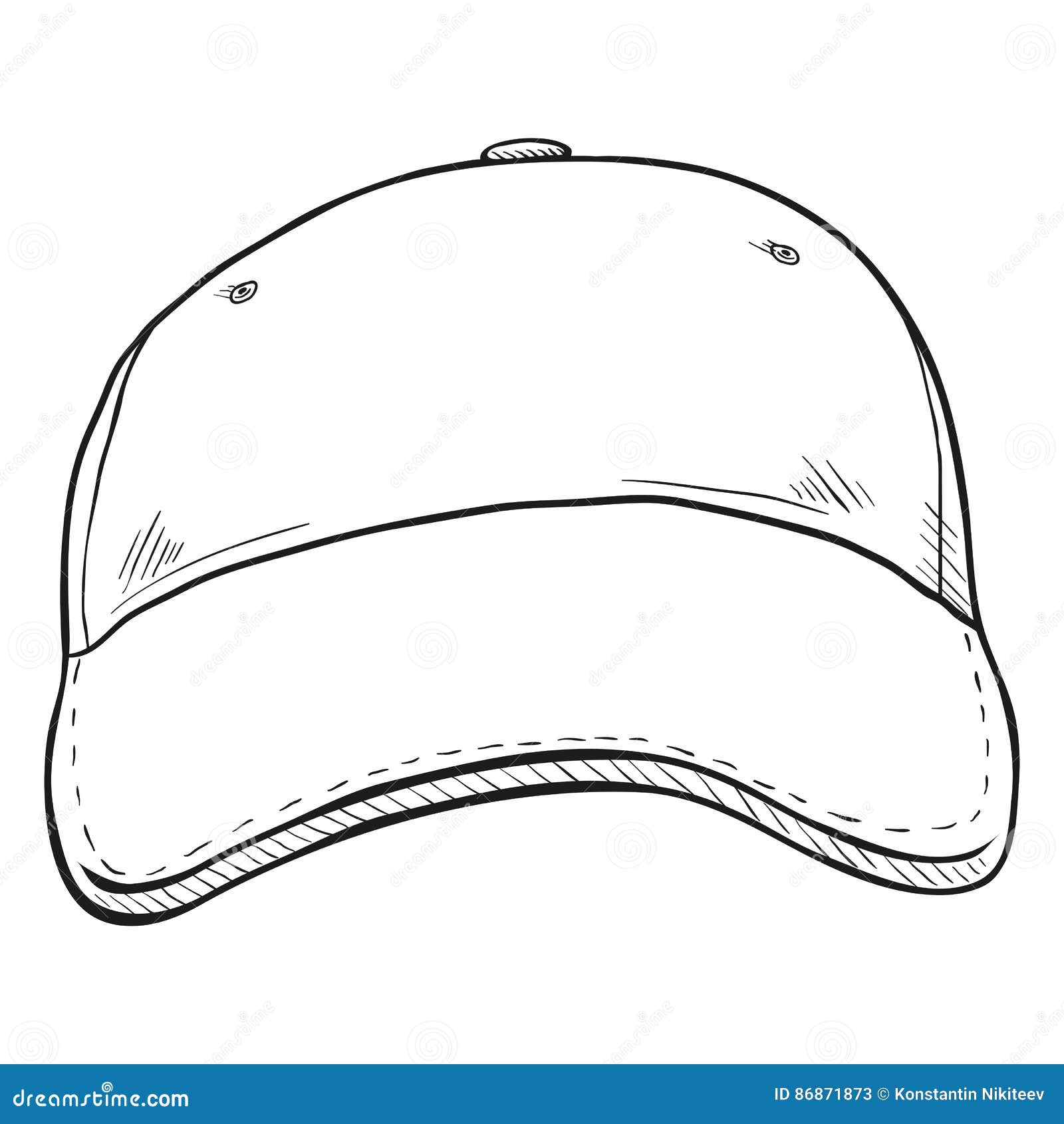 Vector Sketch Classic Blank Baseball Cap. Stock Vector - Illustration ...