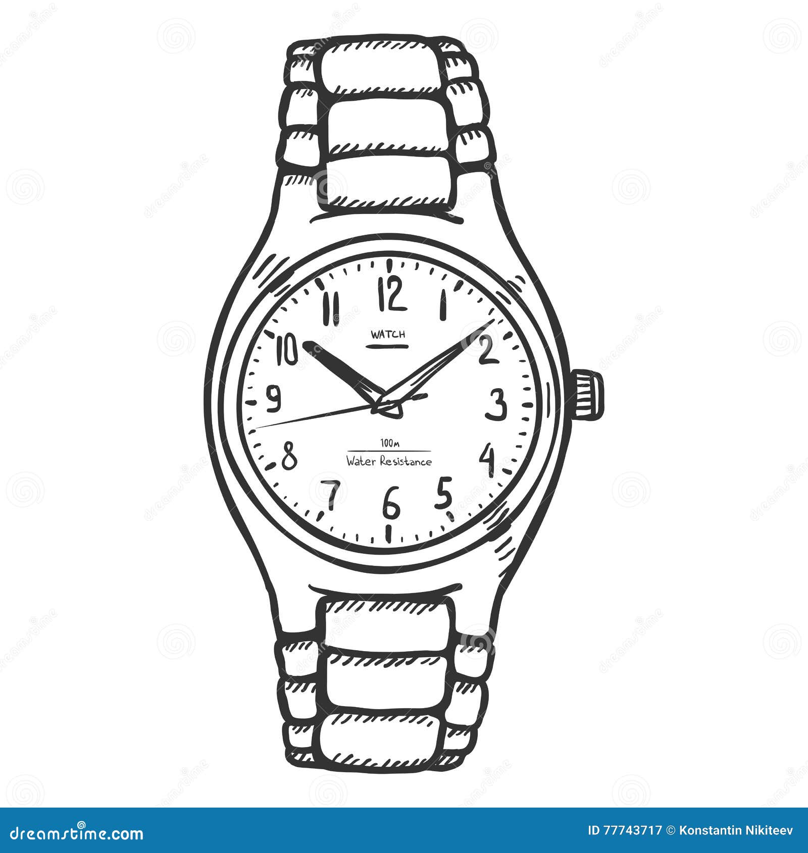 Vector Sketch Classic Mens Wrist Watch Stock Vector - Illustration of ...