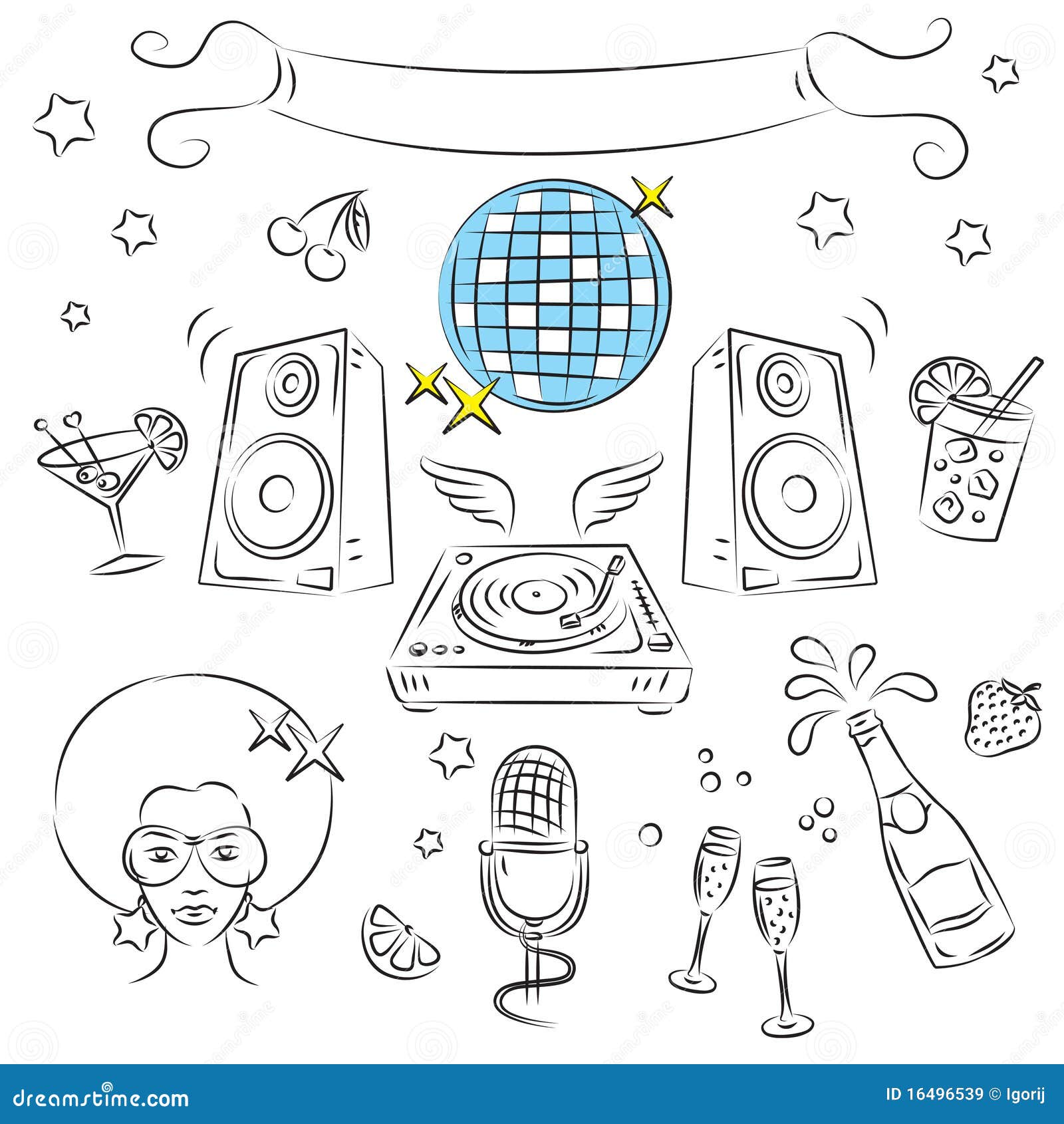 Vector Sketch Clipart Set stock vector. Illustration of entertainment ...