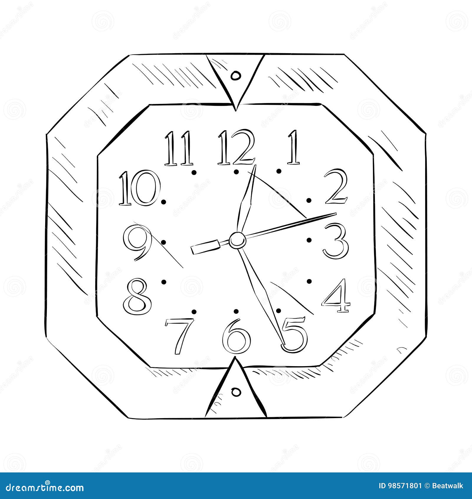 Vector sketch of clock stock vector. Illustration of pointer - 98571801 Vector sketch of clock stock vector. Illustration of pointer - 98571801