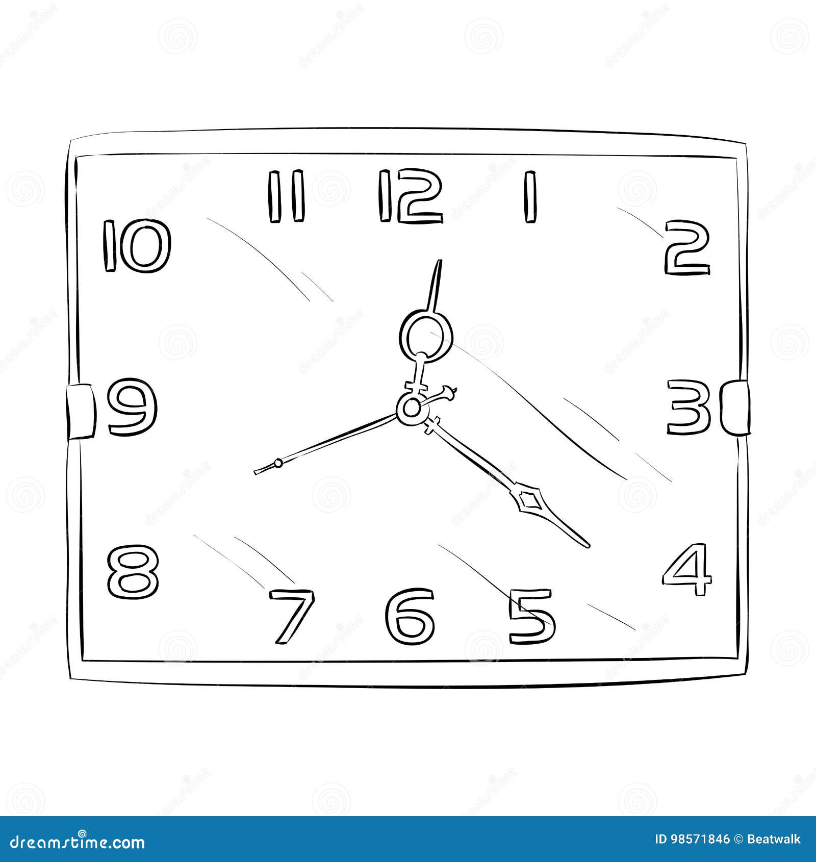 Vector sketch of clock stock vector. Illustration of second - 98571846 Vector sketch of clock stock vector. Illustration of second - 98571846