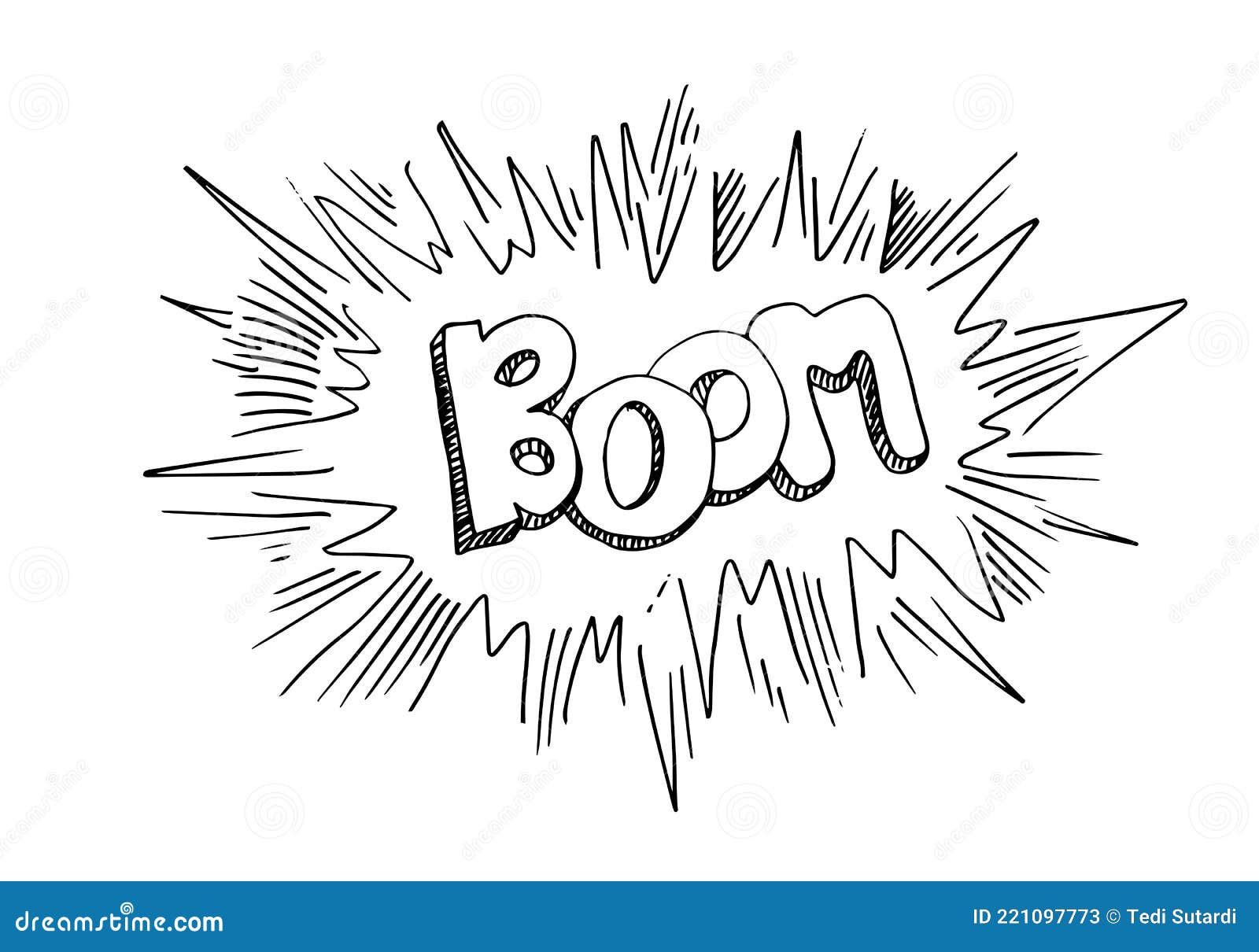 Vector Sketch Comics Word - Boom Isolated on White Background Stock ...