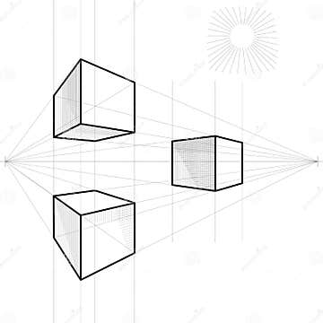 Vector Sketch of a Cube in Perspective Stock Vector - Illustration of ...