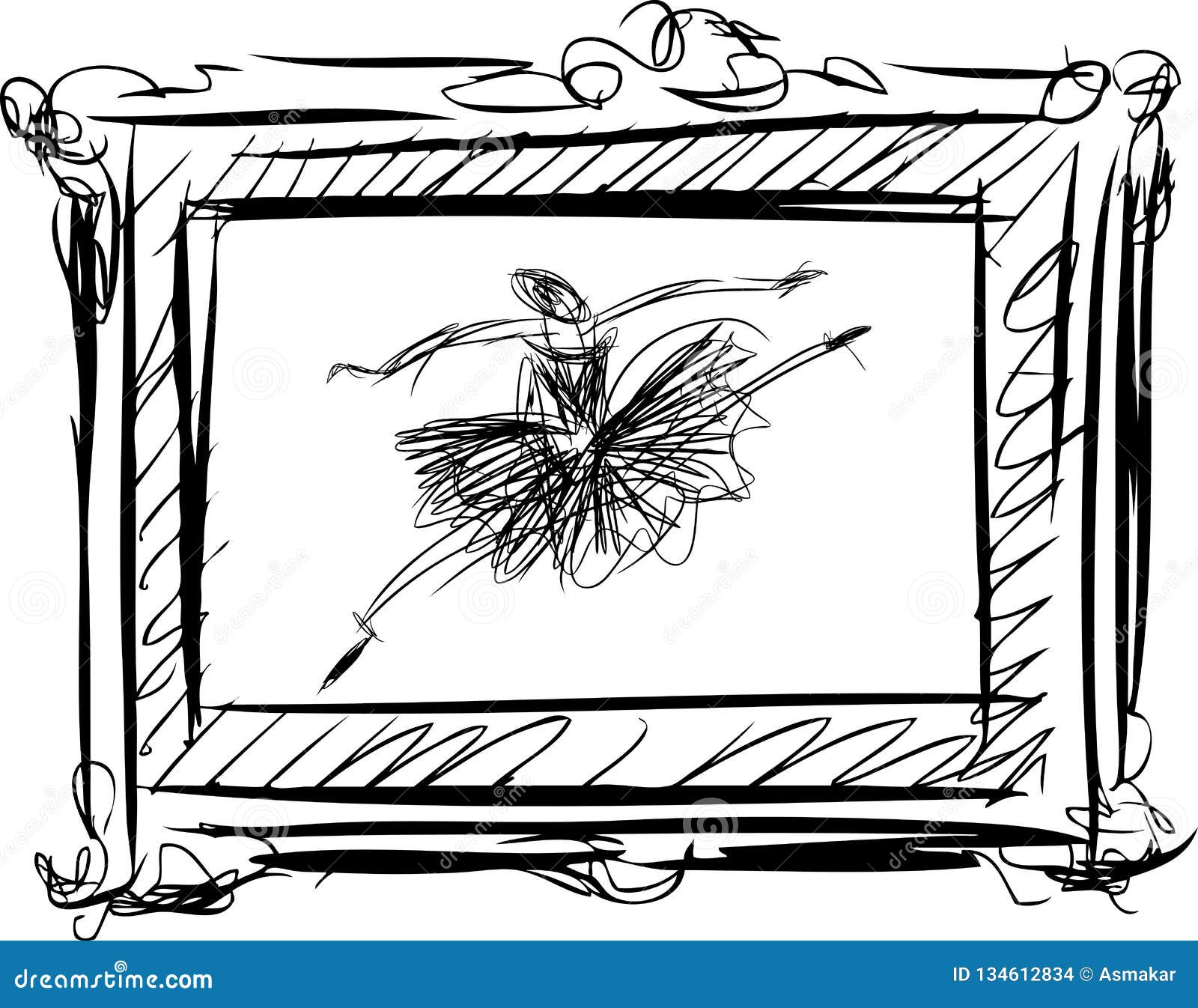 Vector Sketch Of A Dancing Ballerina In Ornate Frame | CartoonDealer ...