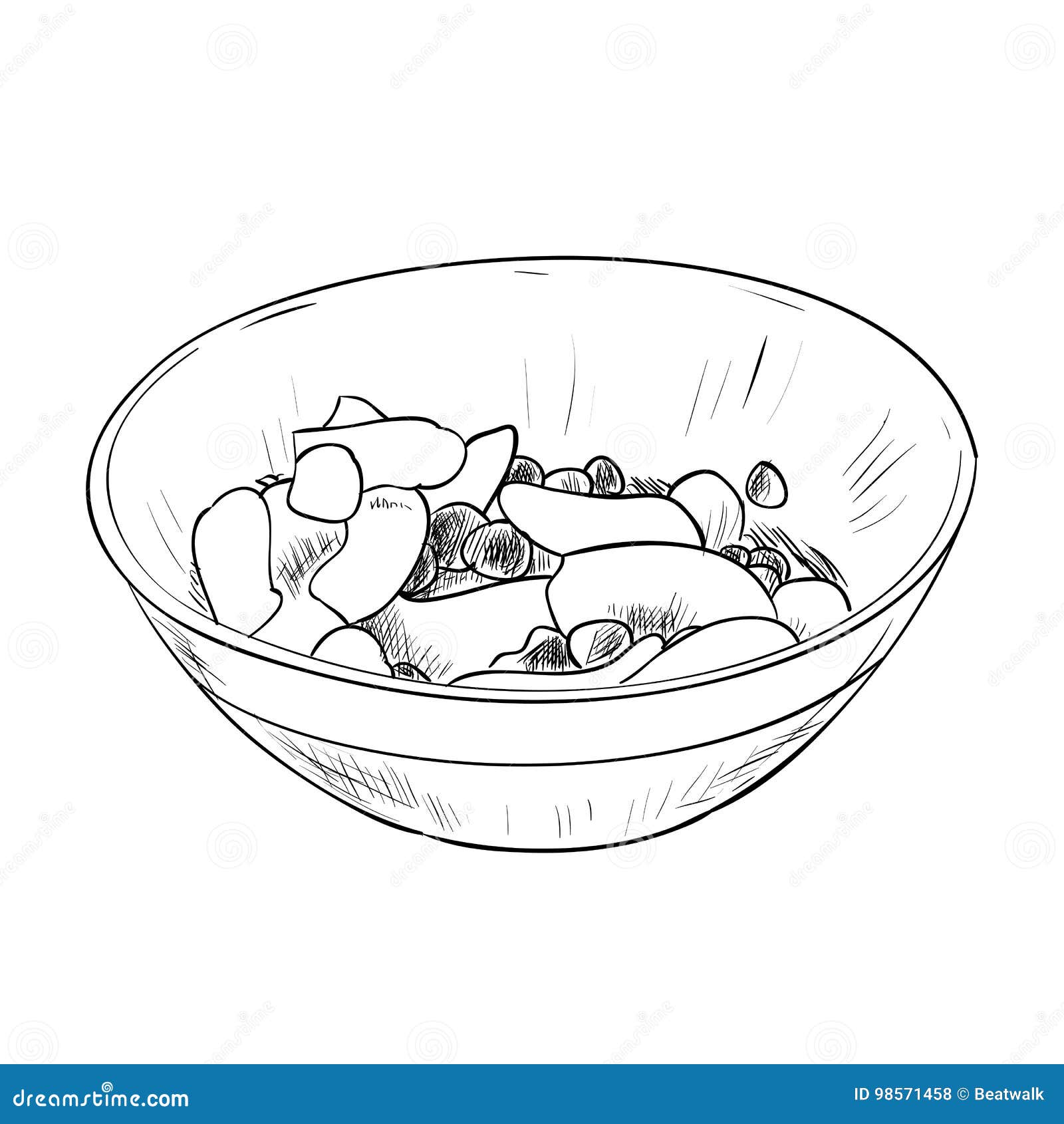 Vector Sketch of Dish with Food Stock Vector - Illustration of meal ...
