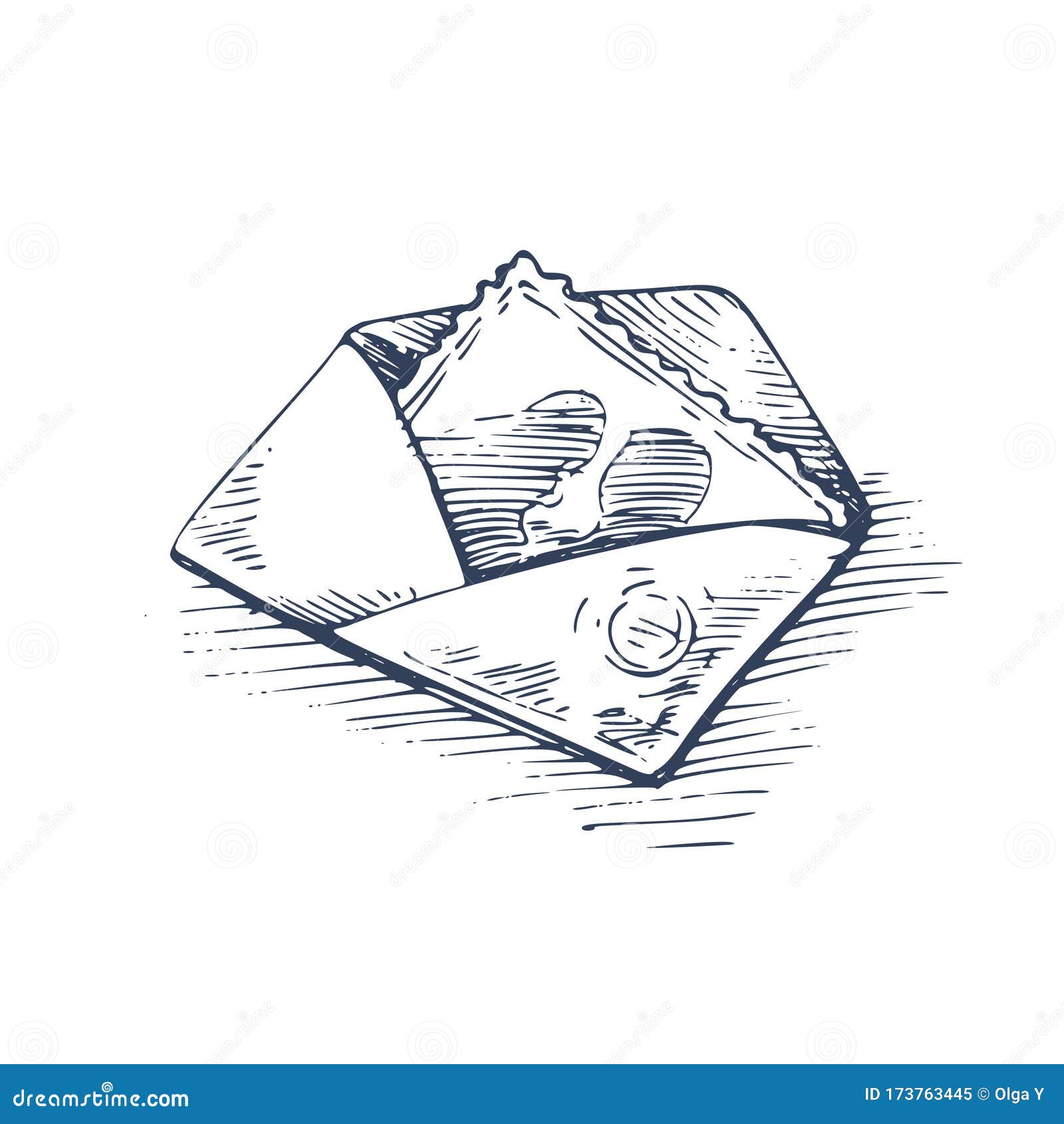 Vector Sketch of a Drawn Envelope with a Card on a White Background ...