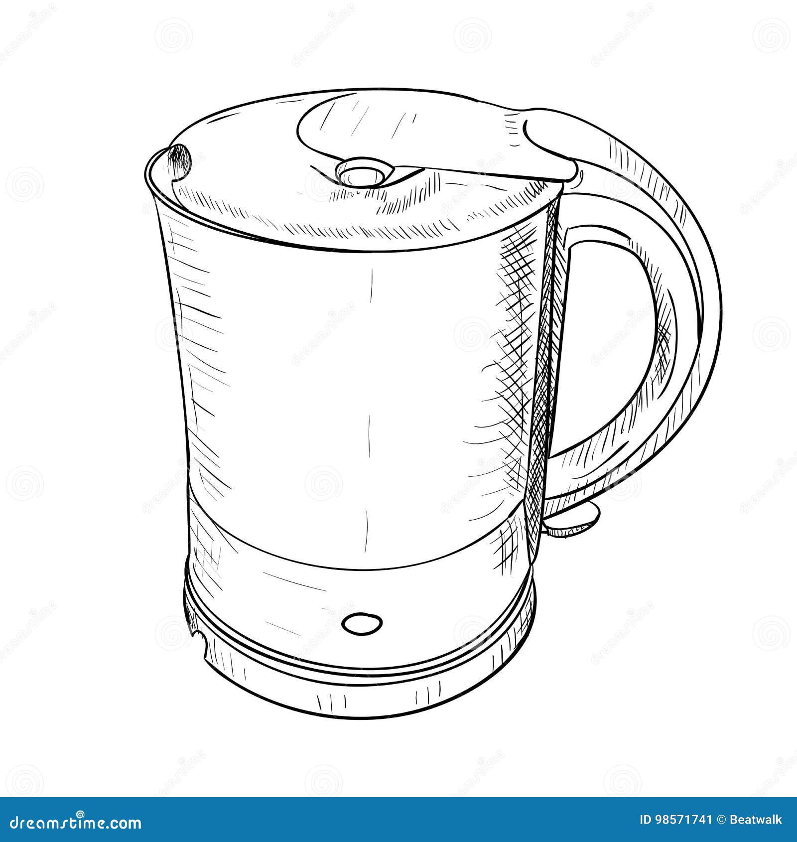 Vector Sketch of Electric Kettle. Stock Vector - Illustration of ...