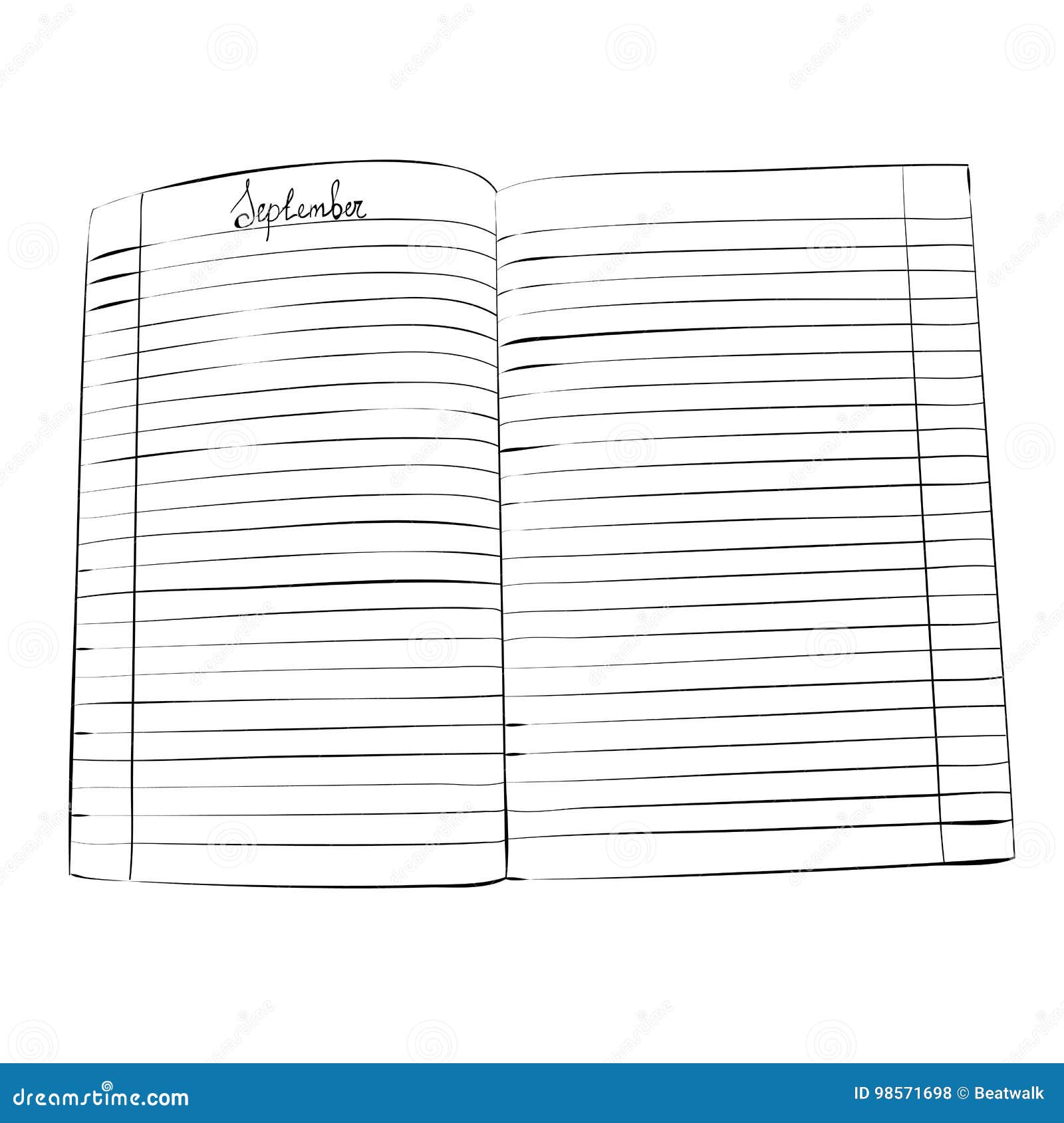 Vector Sketch of Exercise Book. Stock Vector - Illustration of message ...