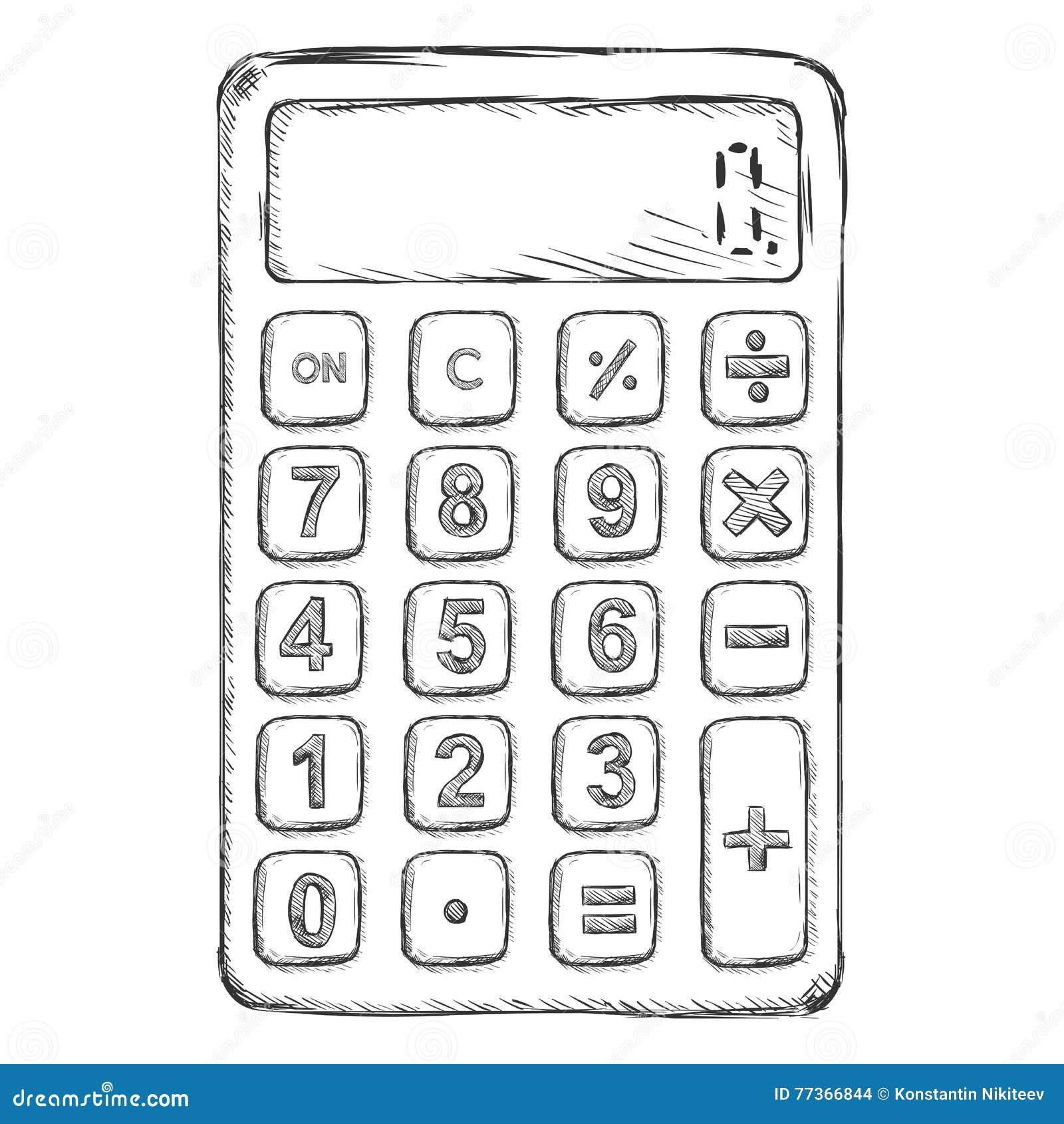 Vector Sketch Flat Calculator Stock Vector - Illustration of doodle ...