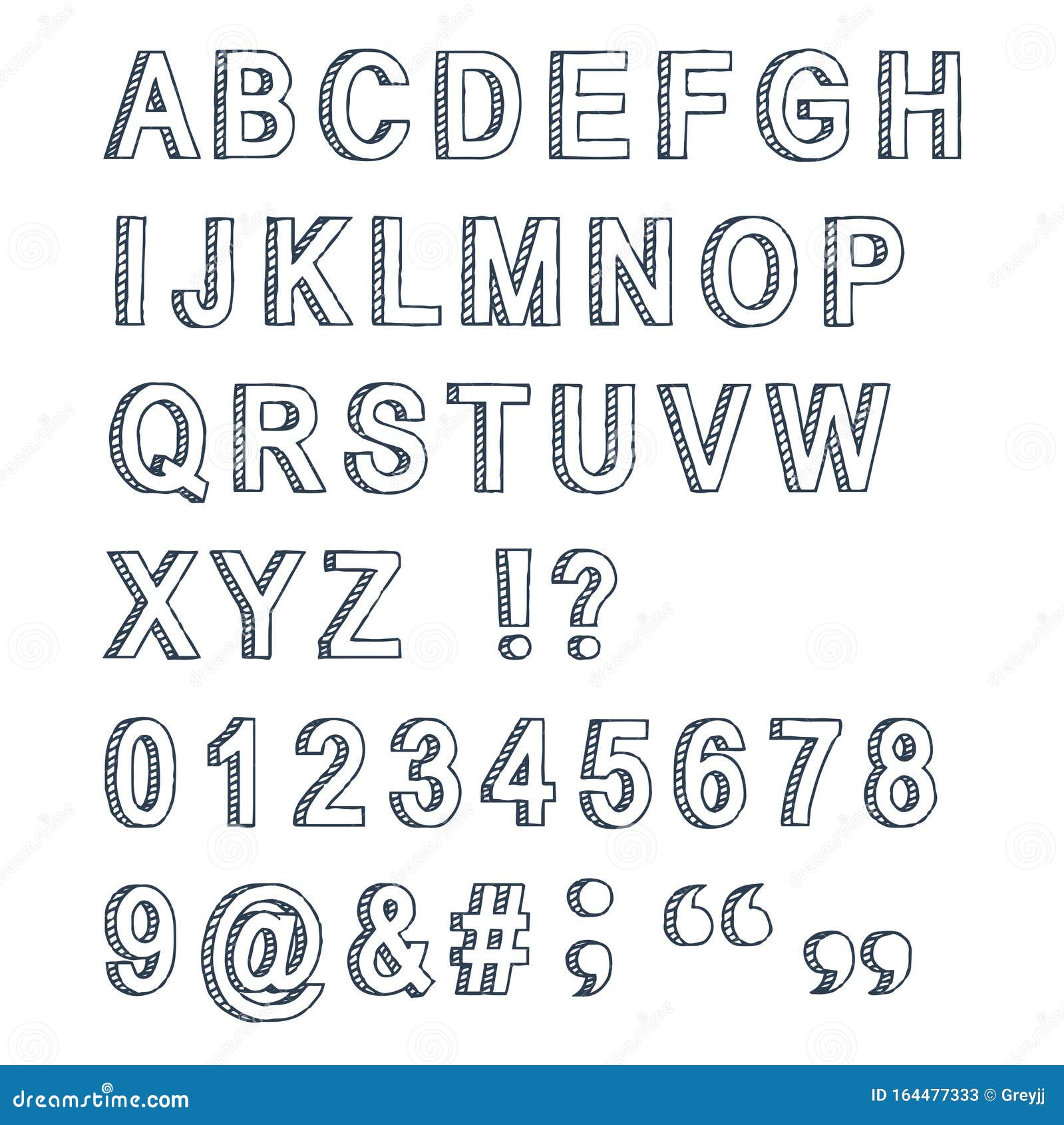 ABC Sketch Latin Font. Decorative Funny Isolated Letter Icons For Kids ...