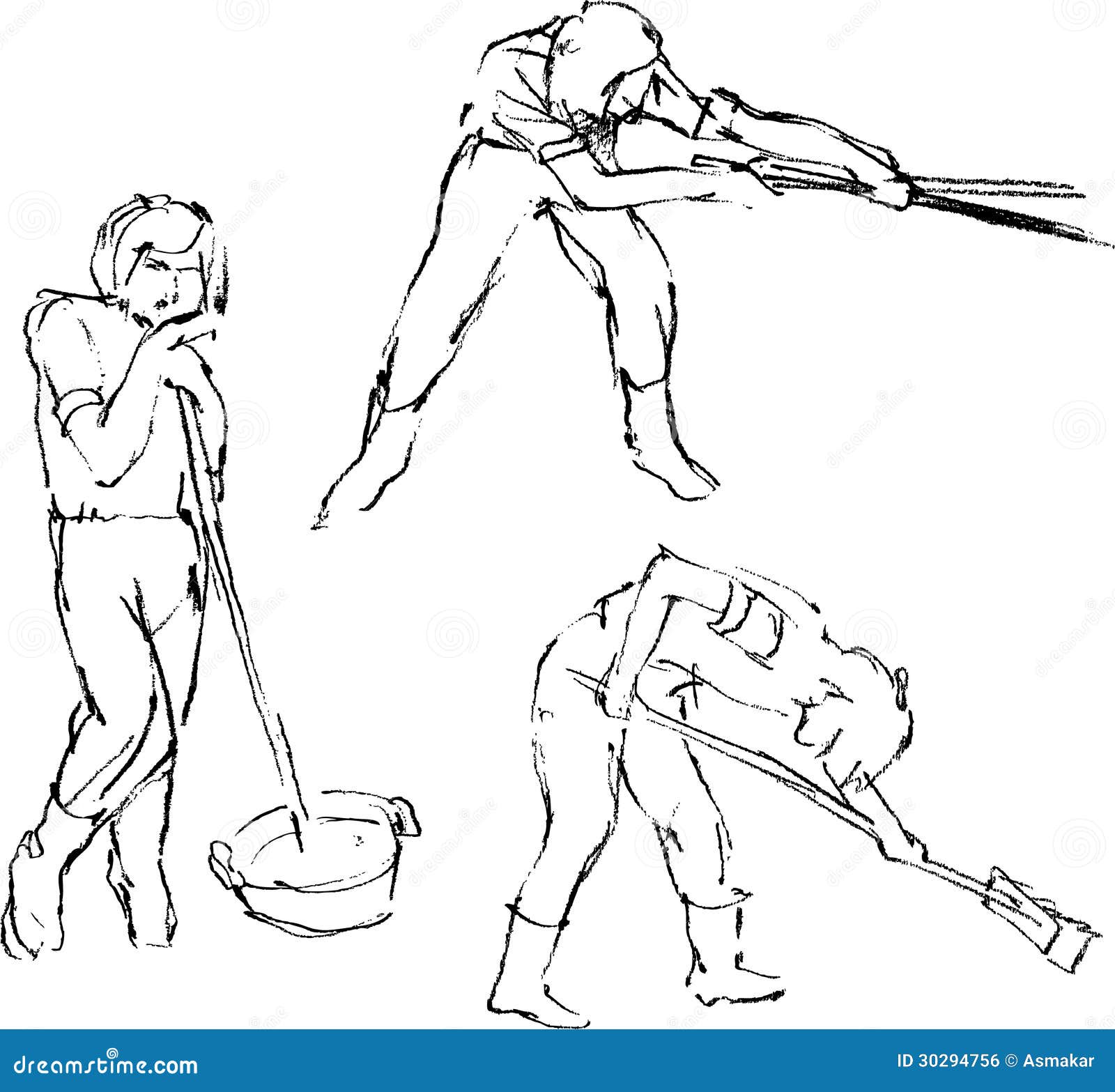 Mopping stock vector. Illustration of work, wash, sweep - 30294756