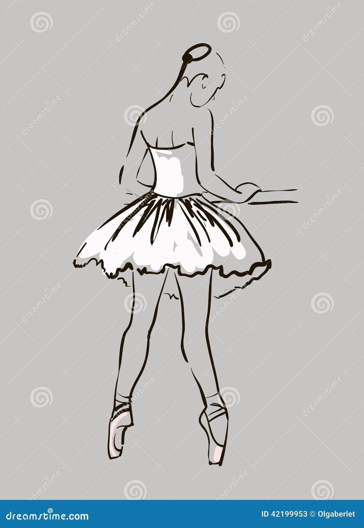 Sketch Of Ballerina. Expressive Performance Girl Ballet Drawing. Vector ...