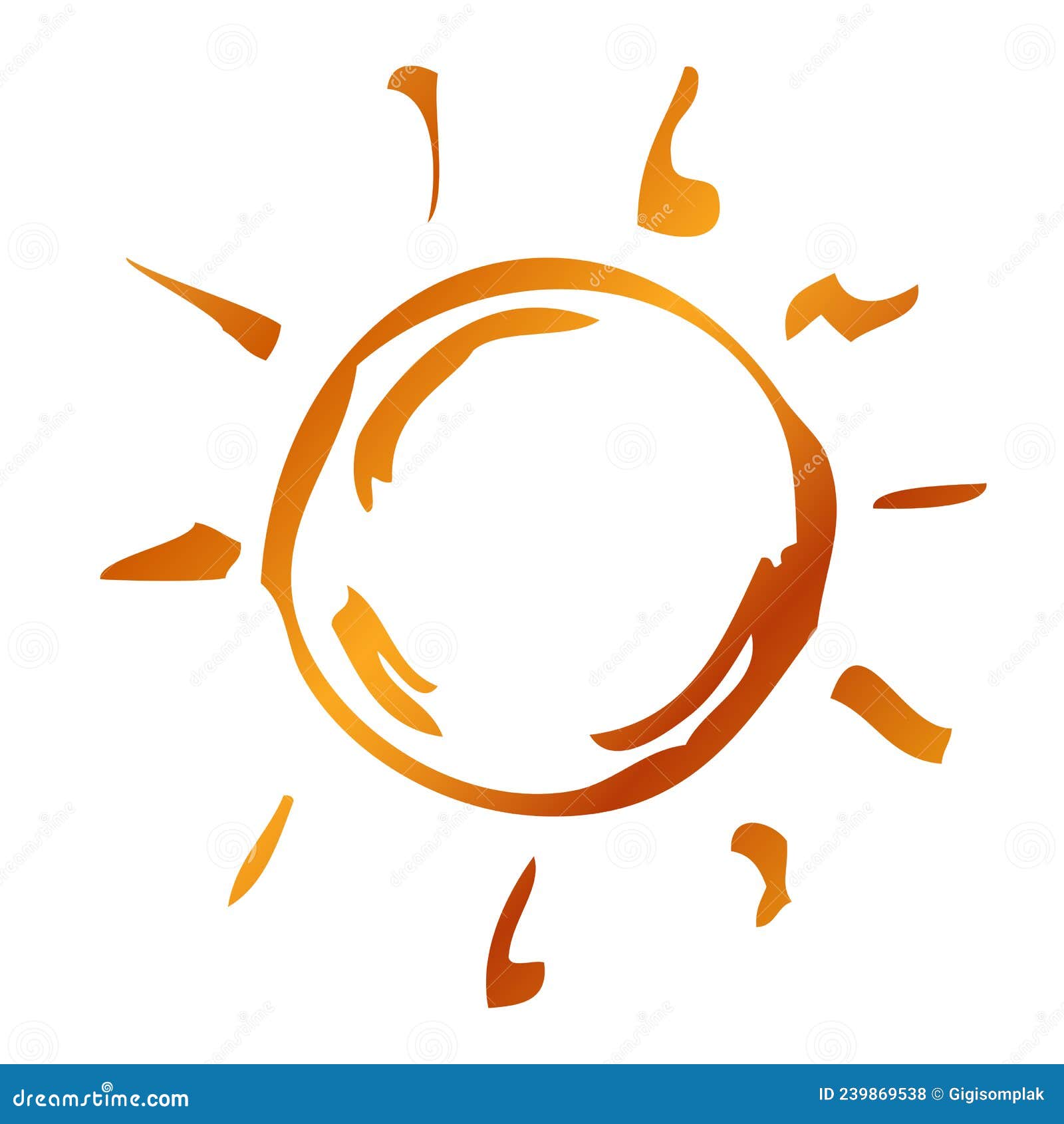 Simple Vector Sketch, Golden Sun Burst and Circle Frame Stock Vector ...
