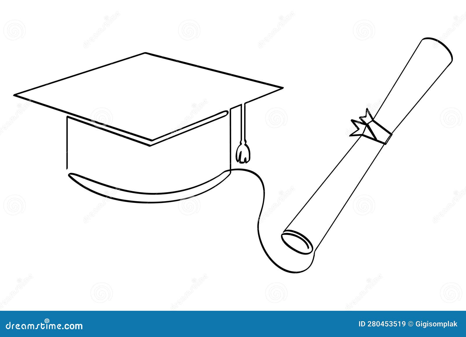 Simple Vector Sketch Graduation Cap Single One Line Art, Continuous ...