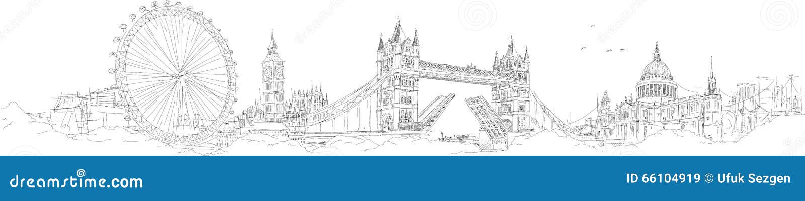 Vector Sketch Hand Drawing London Silhouette | CartoonDealer.com #66104919