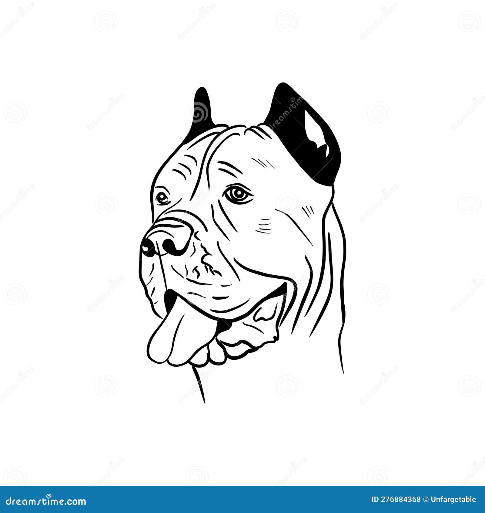 Vector Sketch Hand Drawn Cane Corso Silhouette, Line Art with Black ...