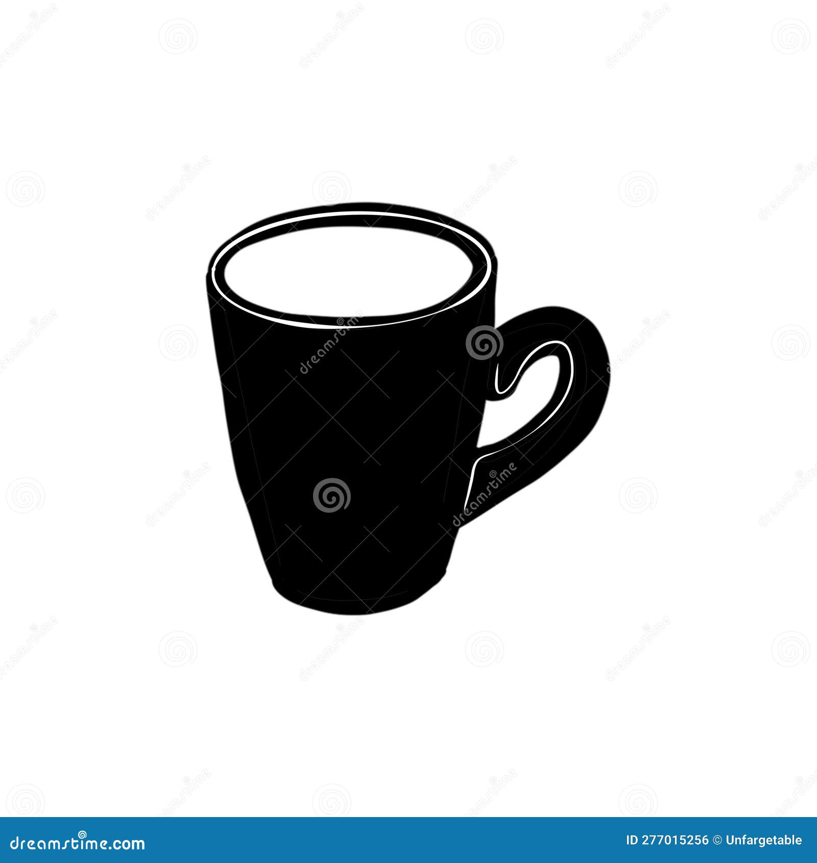 Vector Sketch Hand Drawn Mug Silhouette, Line Art Black Lines Stock ...